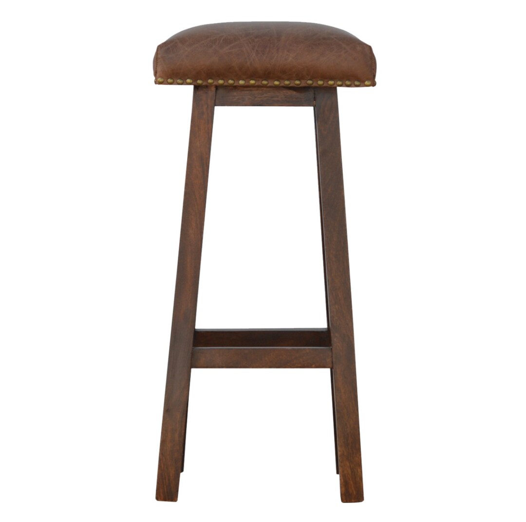 Buffalo Leather Bar Stool With Brass Studs - Etsy