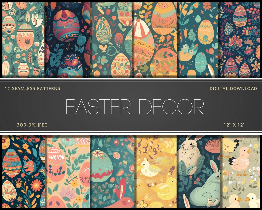 Easter Seamless Pattern Easter Bunny Digital Paper Easter Decorations ...