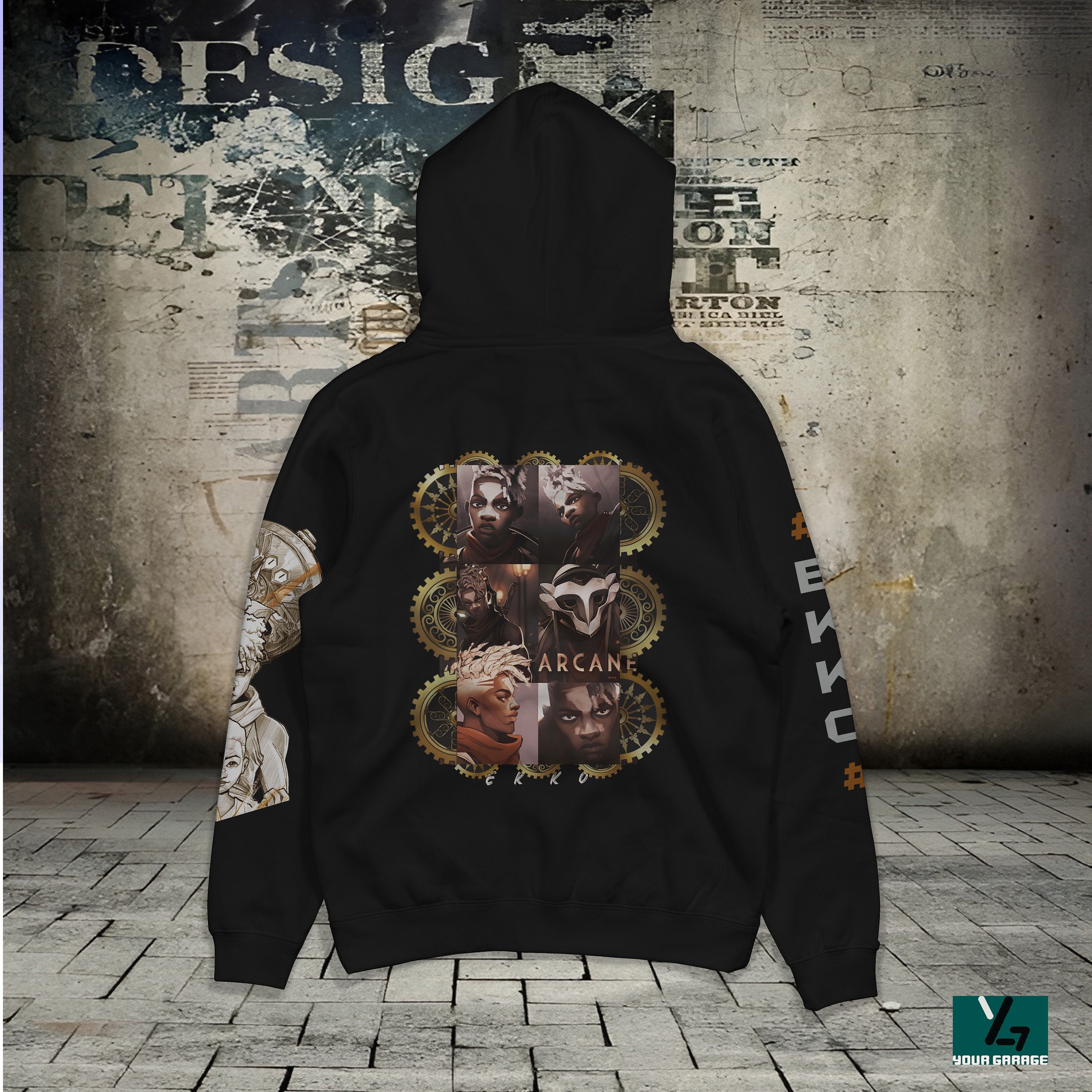 Unisex Oversize League of Legends Arcane Ekko Black Hoodie Winter ...