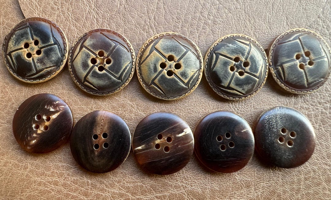 Vintage Engraved Buffalo Horn Button Set｜natural Buffalo Horn Buttons ...
