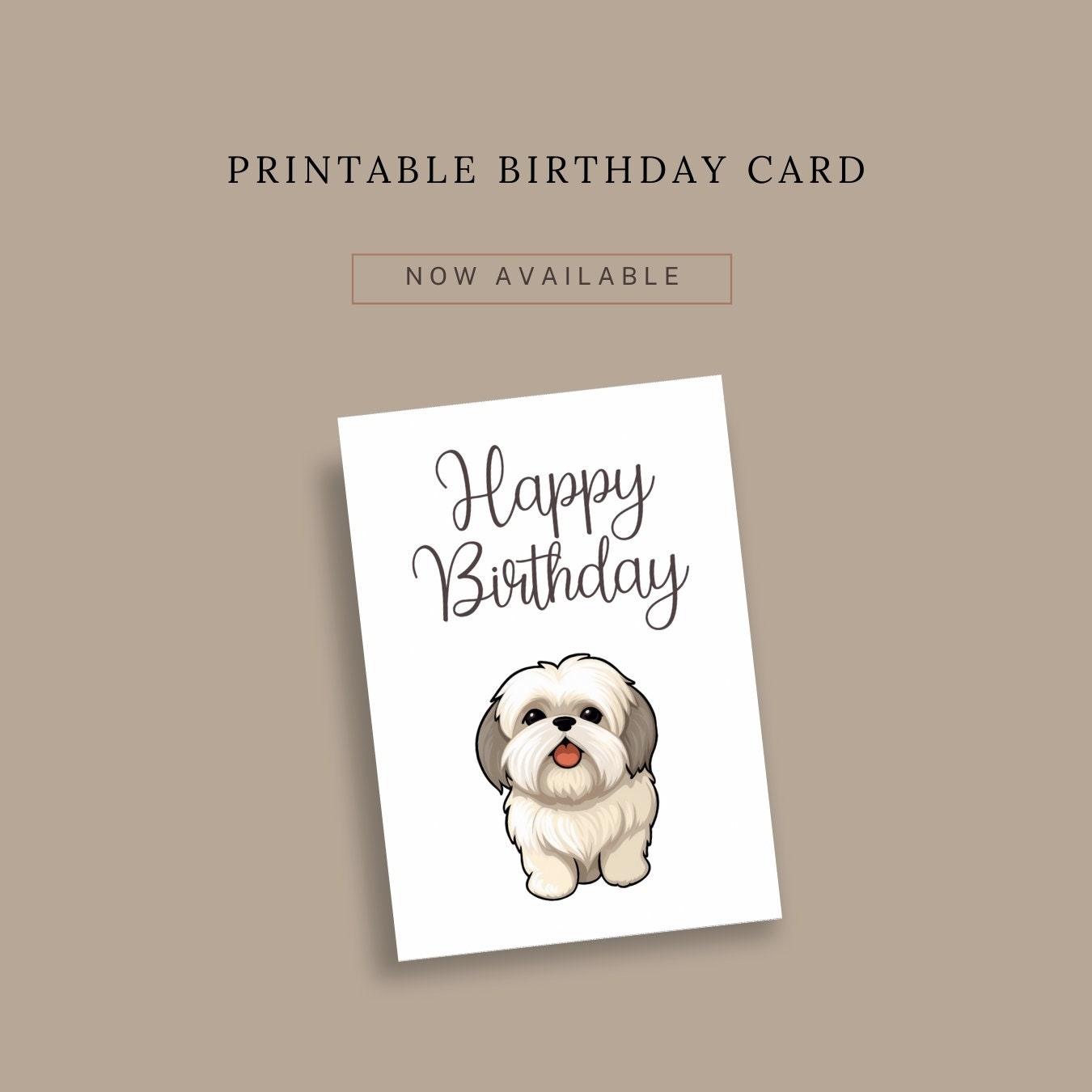 Printable Dog Birthday Card, Shih Tzu Puppy Happy Birthday Card ...
