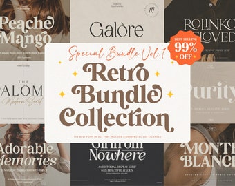 Modern Retro Font Bundle Collection Font Bundle, Cricut Font, Font ...