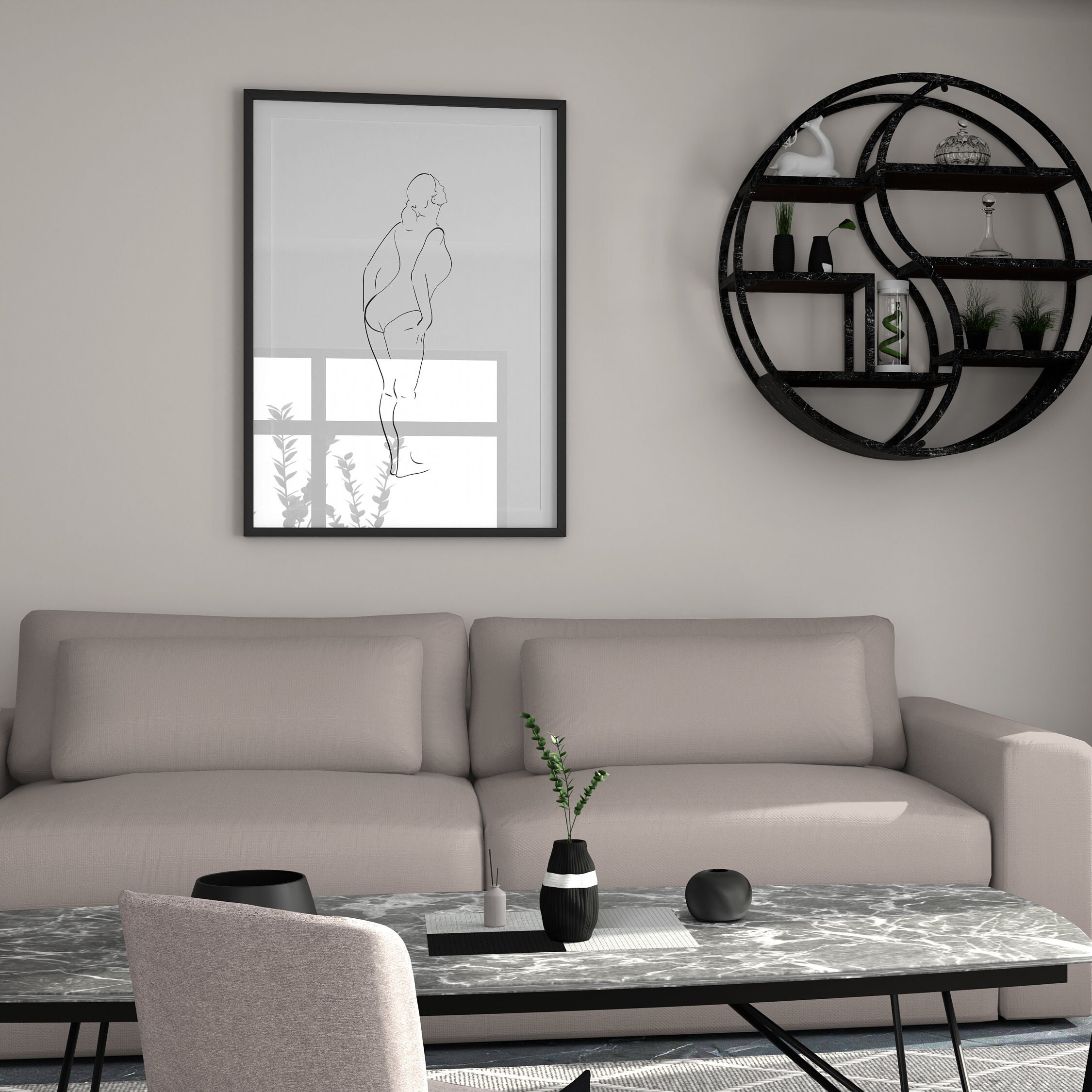 One Line Body Outline Print, Female Figure Wall Art, Minimalist Body ...