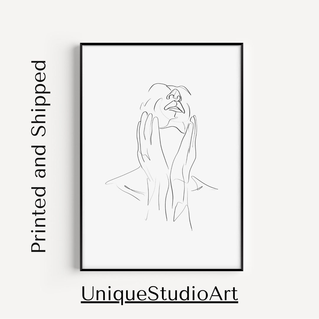 Abstract Face Male Figure Line Art, Masculine Body Shape Print ...