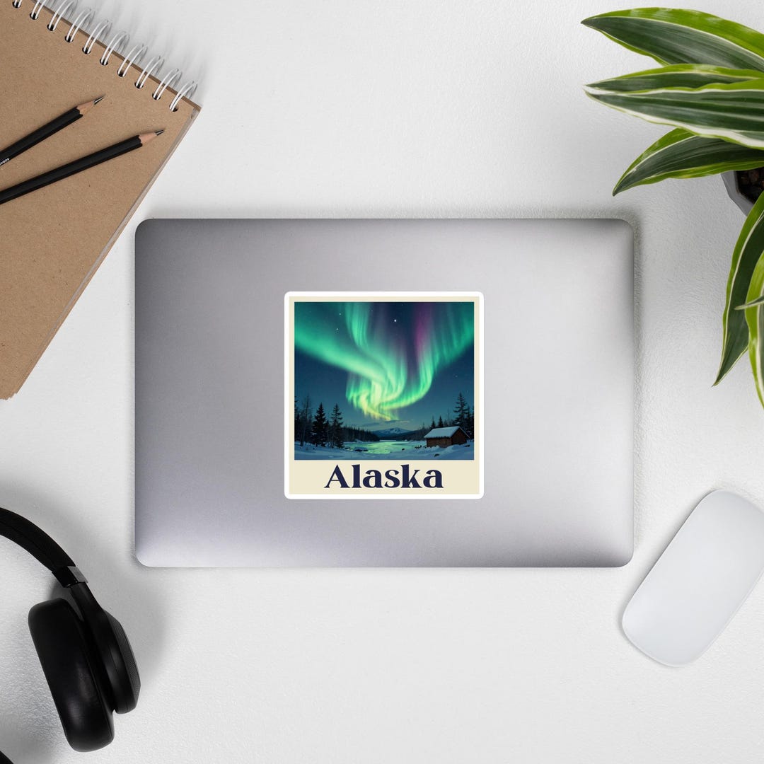 Alaska Aurora Borealis Vintage Travel Sticker - Etsy