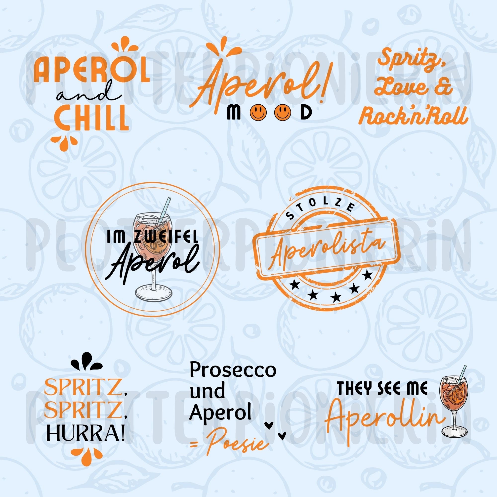 22 Aperol-Plotterdaten Deutsch SVG & PNG – Perfekt für T-Shirts, Tassen etc. – Plotterdatei ...
