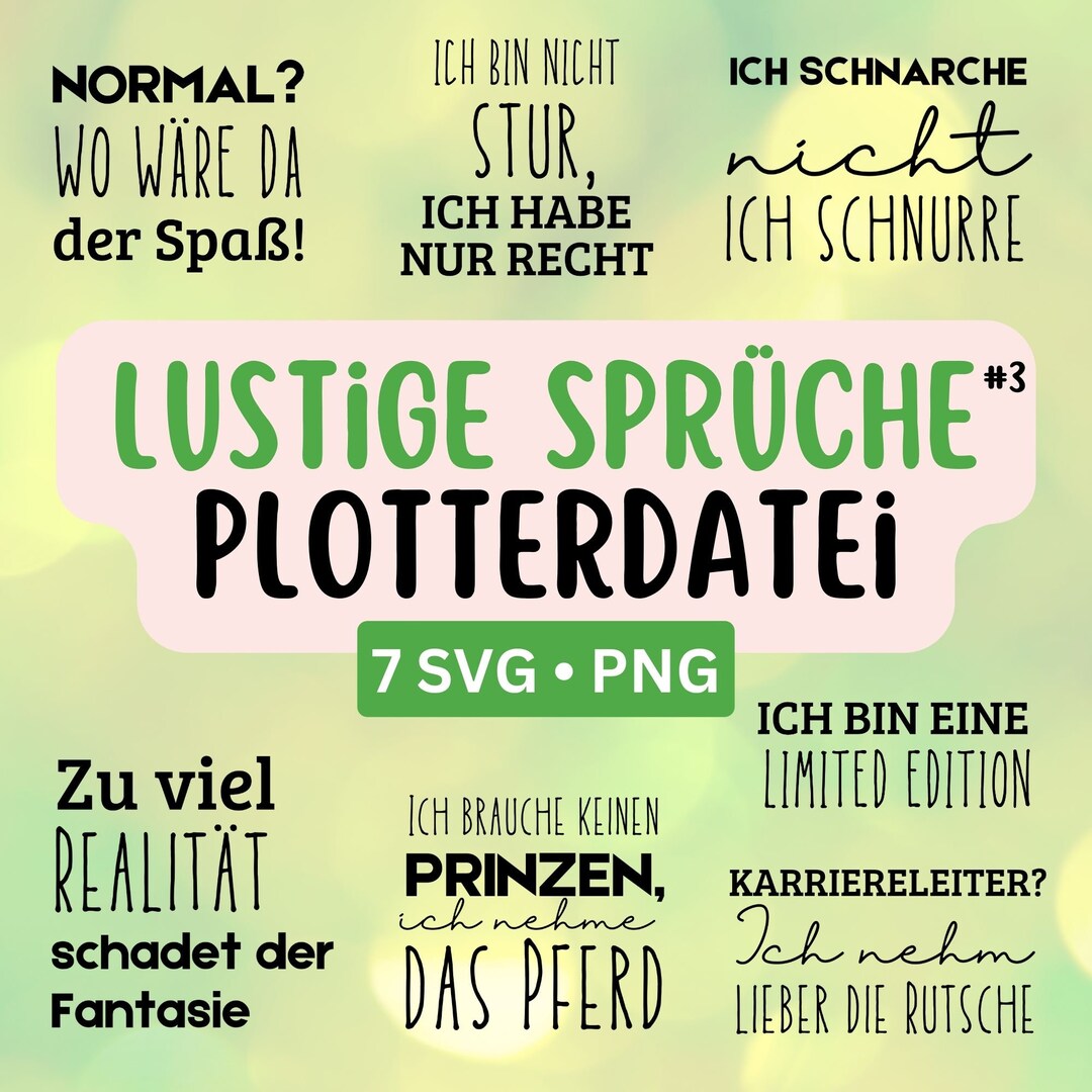 7 X Funny Sayings SVG PNG Plotter File Svg German Sayings Humor Plotter ...