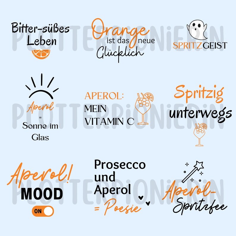 Aperol Plotter Files 22 Designs in SVG & PNG for Shirts, Cards, Mugs Aperol German Digital ...