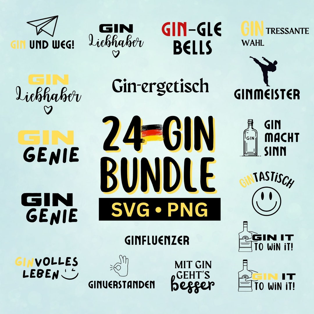 Gin SVG-Bundle, Gin Zitate SVG PNG Bundle - Gin-Sprüche svg diy ...