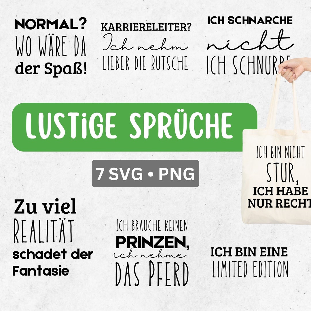 7 X Funny Sayings SVG PNG Plotter File Svg German Sayings Humor Plotter ...