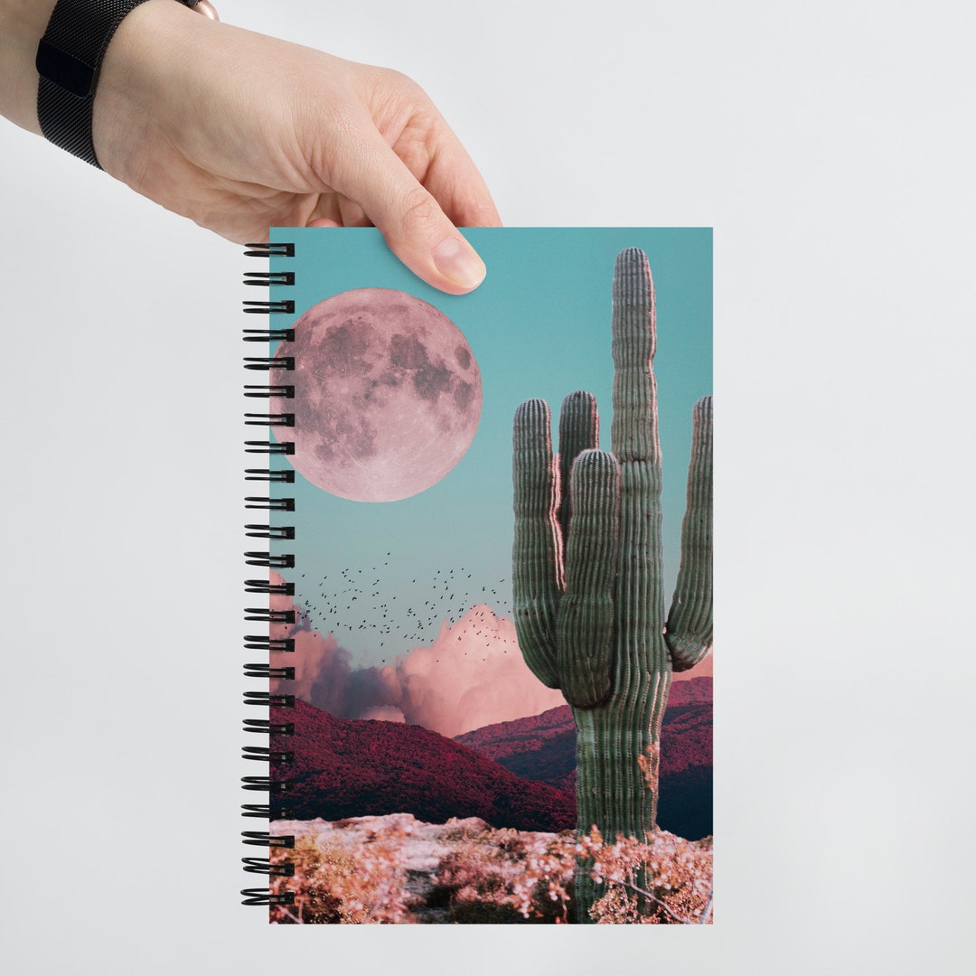 Surreal Art Spiral Dotted Notebook - Desert Sunrise Collage - Etsy