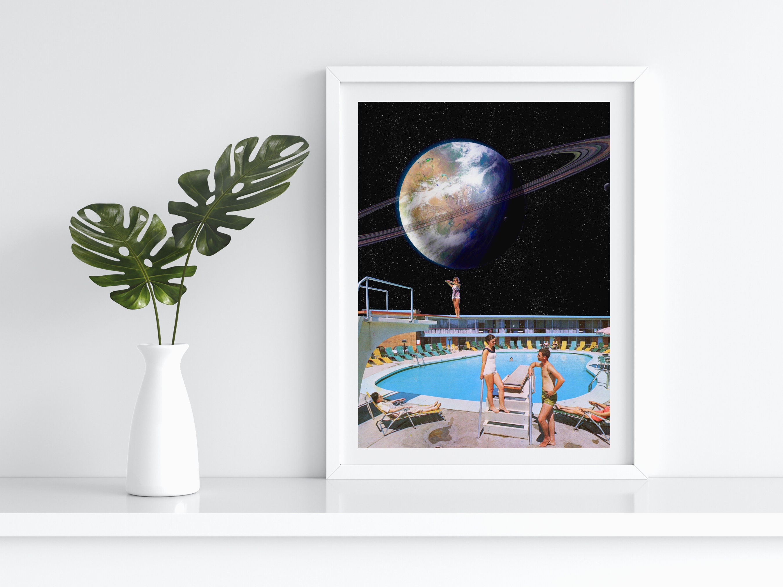Surreal Art Collage - Diving in Space Collage - Etsy