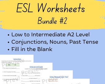 5 ESL Worksheets for A2 Intermediate Writing Practice, English Grammar ...