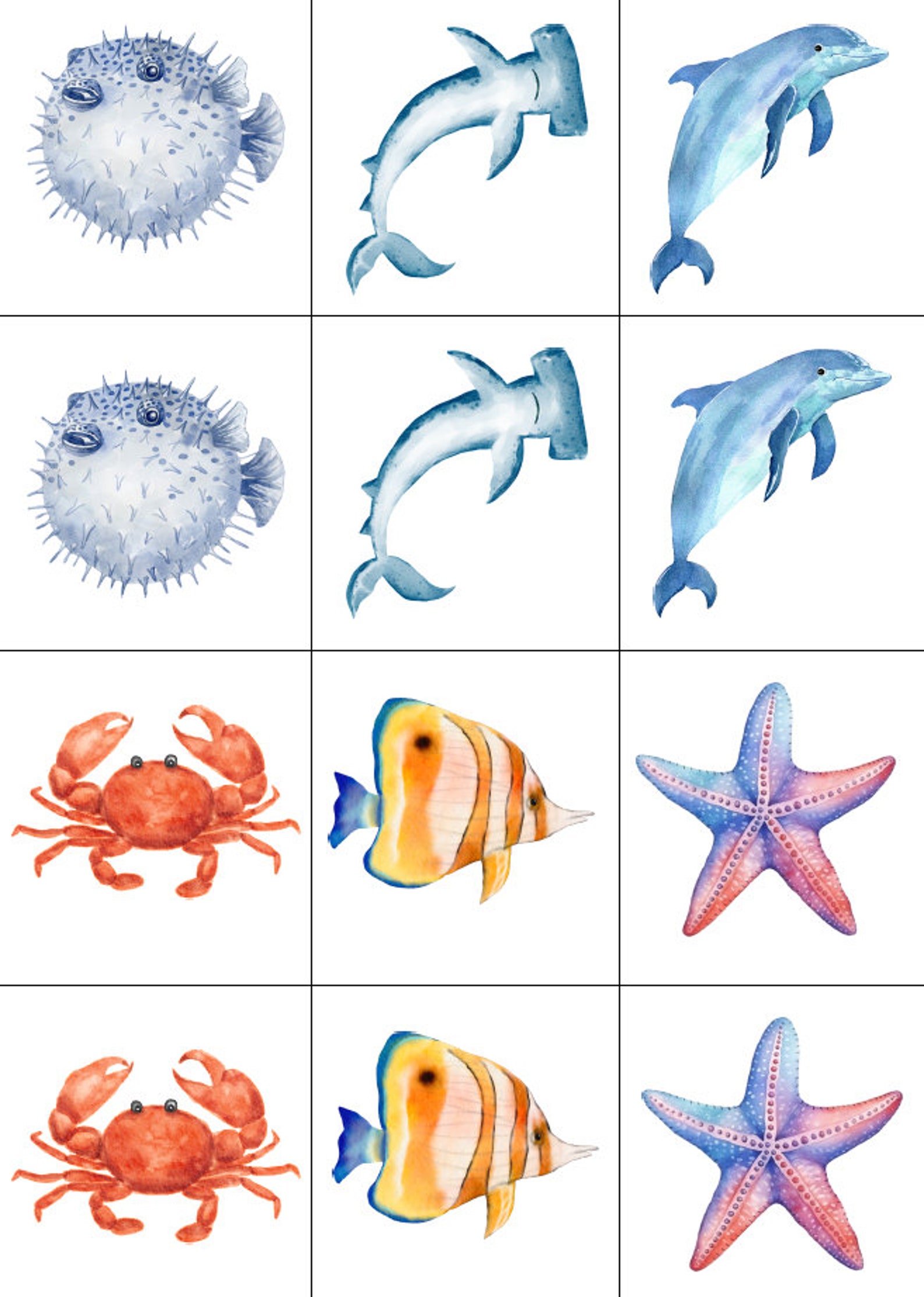Sea Animal Matching Game, Classroom Learning Materials and Games ...