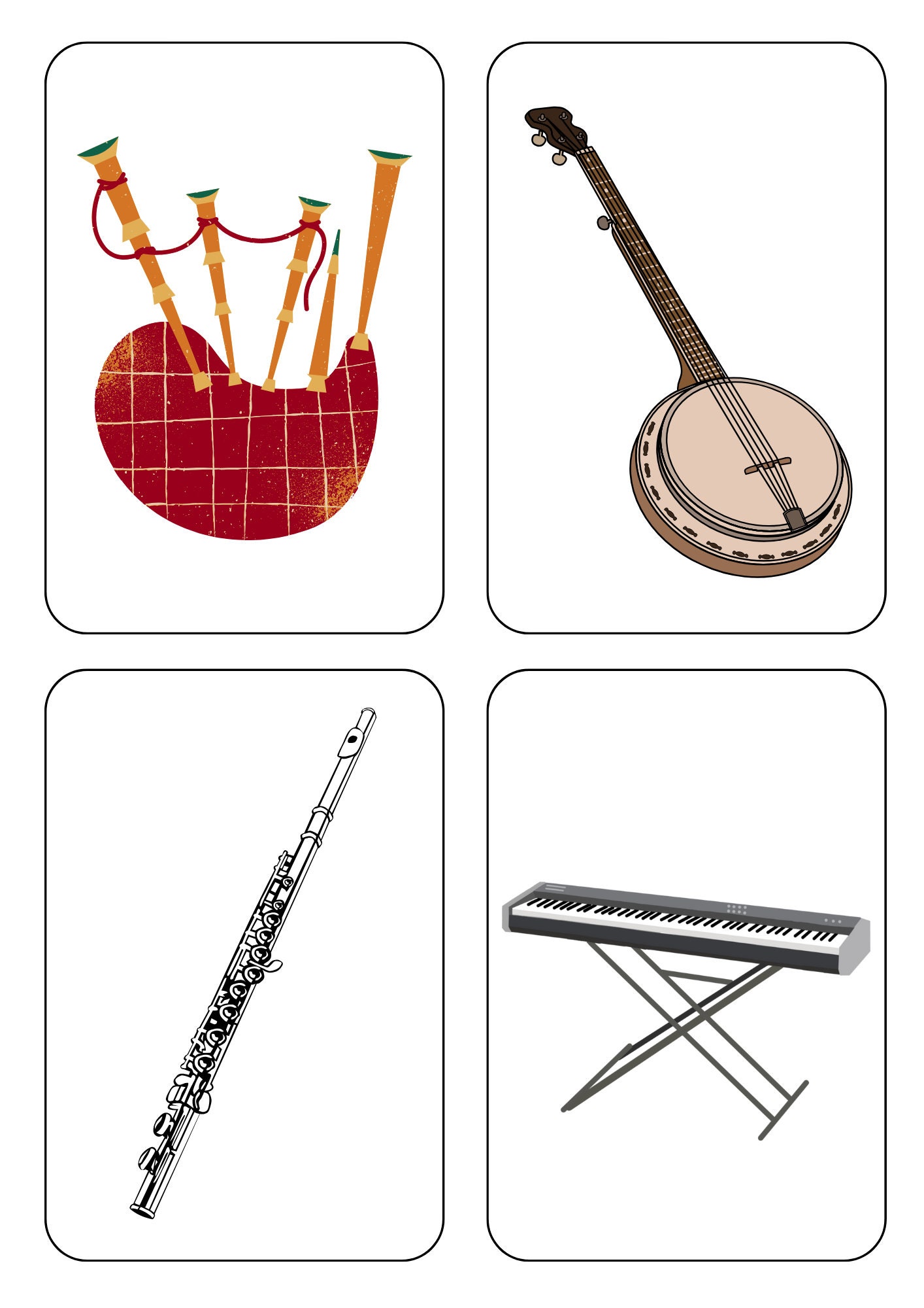 Instruments Flash Cards, Picture and Name Flashcards for Learning Music ...