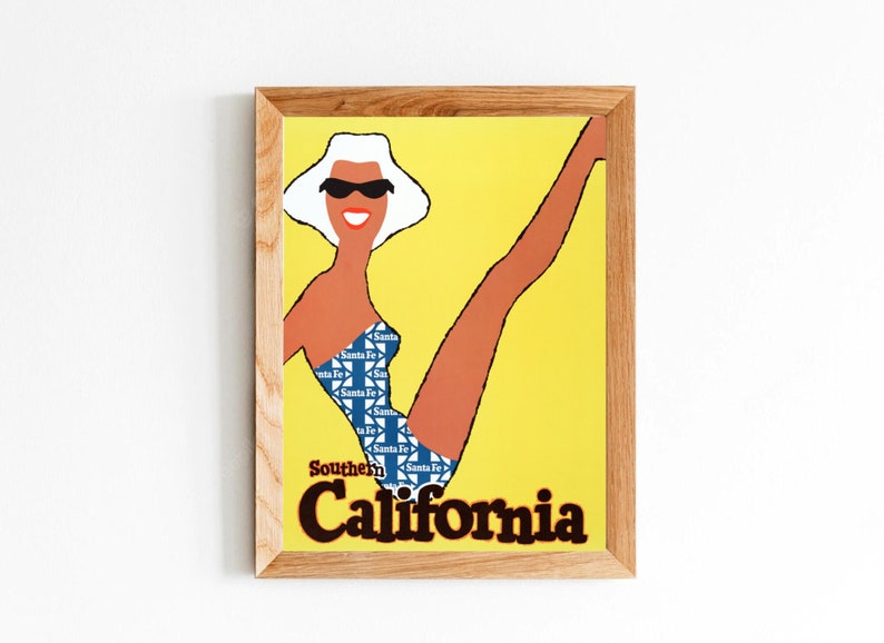 Southern California Vintage Beach Art, California Girl Painting, Fun ...