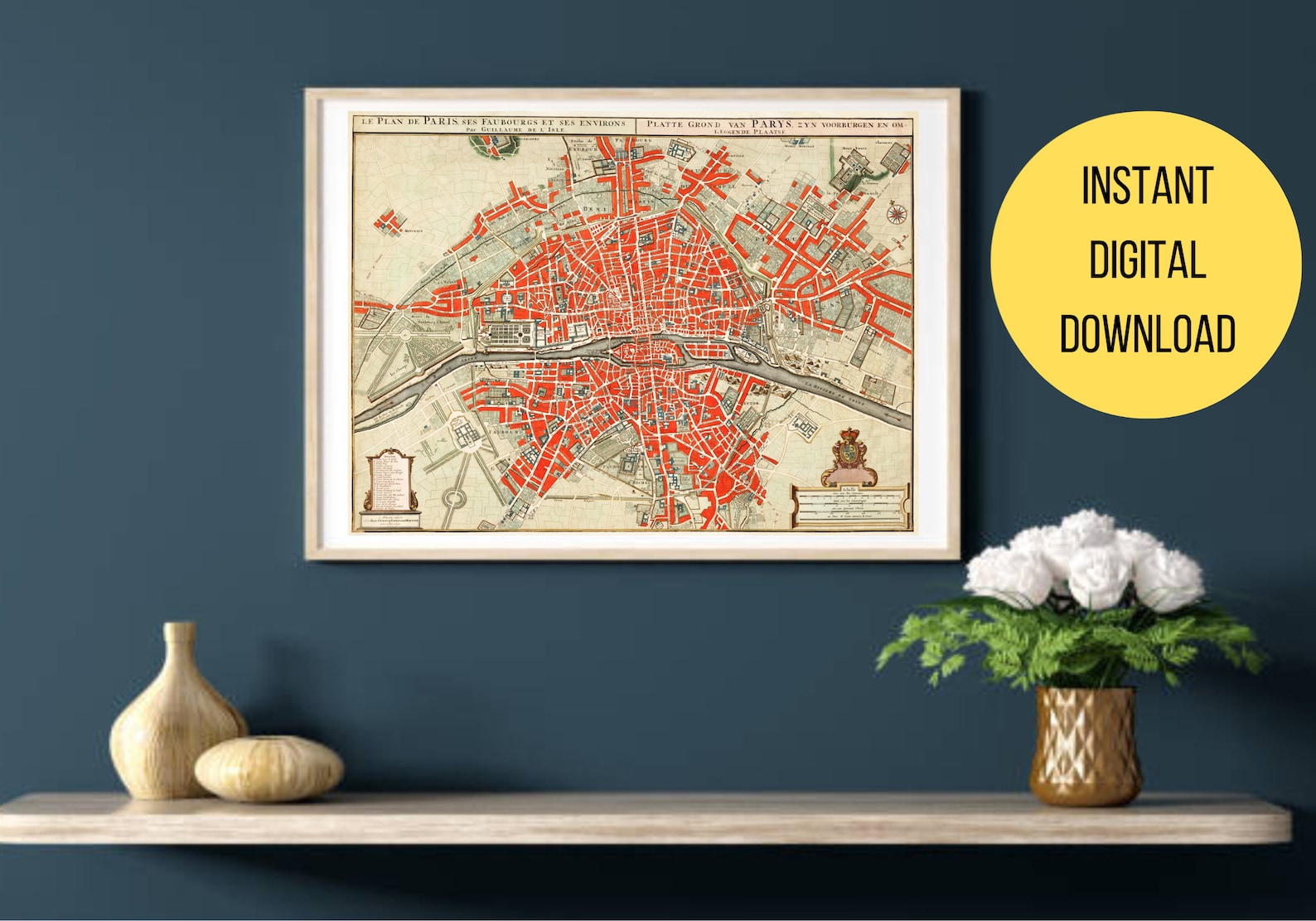 Vintage Paris Map, Old Color City Map, Paris France, Europe Vintage Map ...