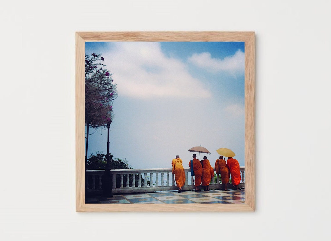 Thailand Monks Enjoying the Mountain View, Digital Photo Download, Thai ...