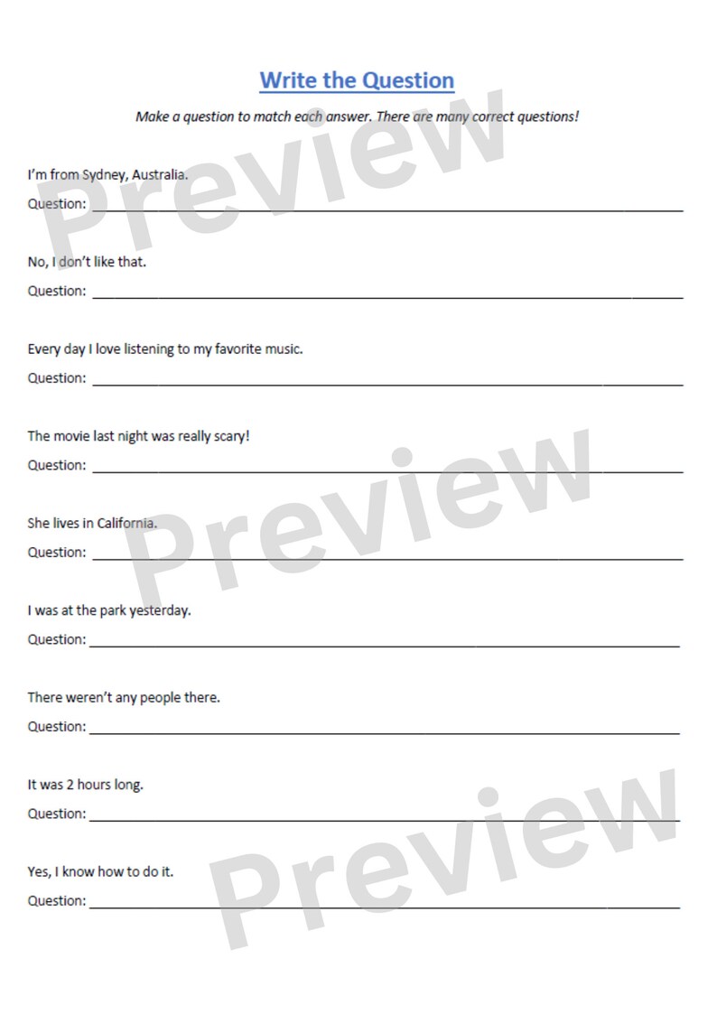 5 ESL Worksheets for A2 Intermediate Writing Practice, English Grammar ...