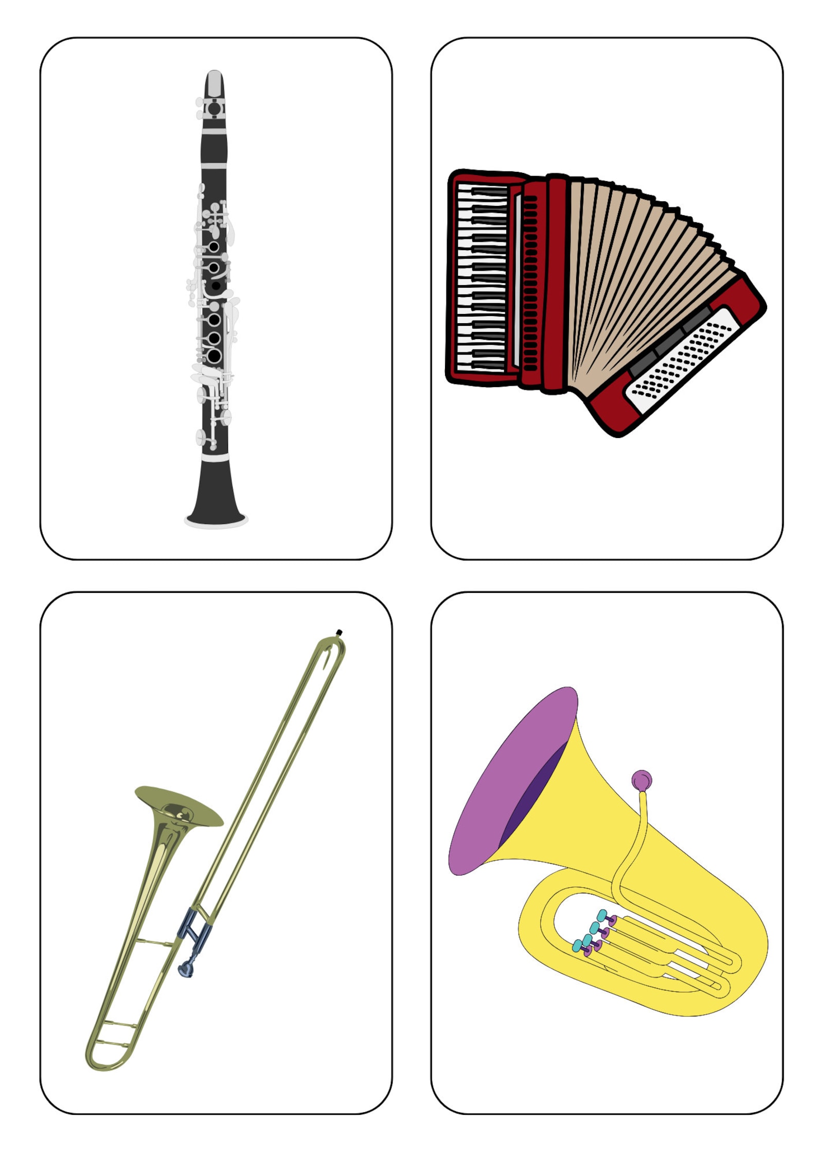 Instruments Flash Cards, Picture and Name Flashcards for Learning Music ...