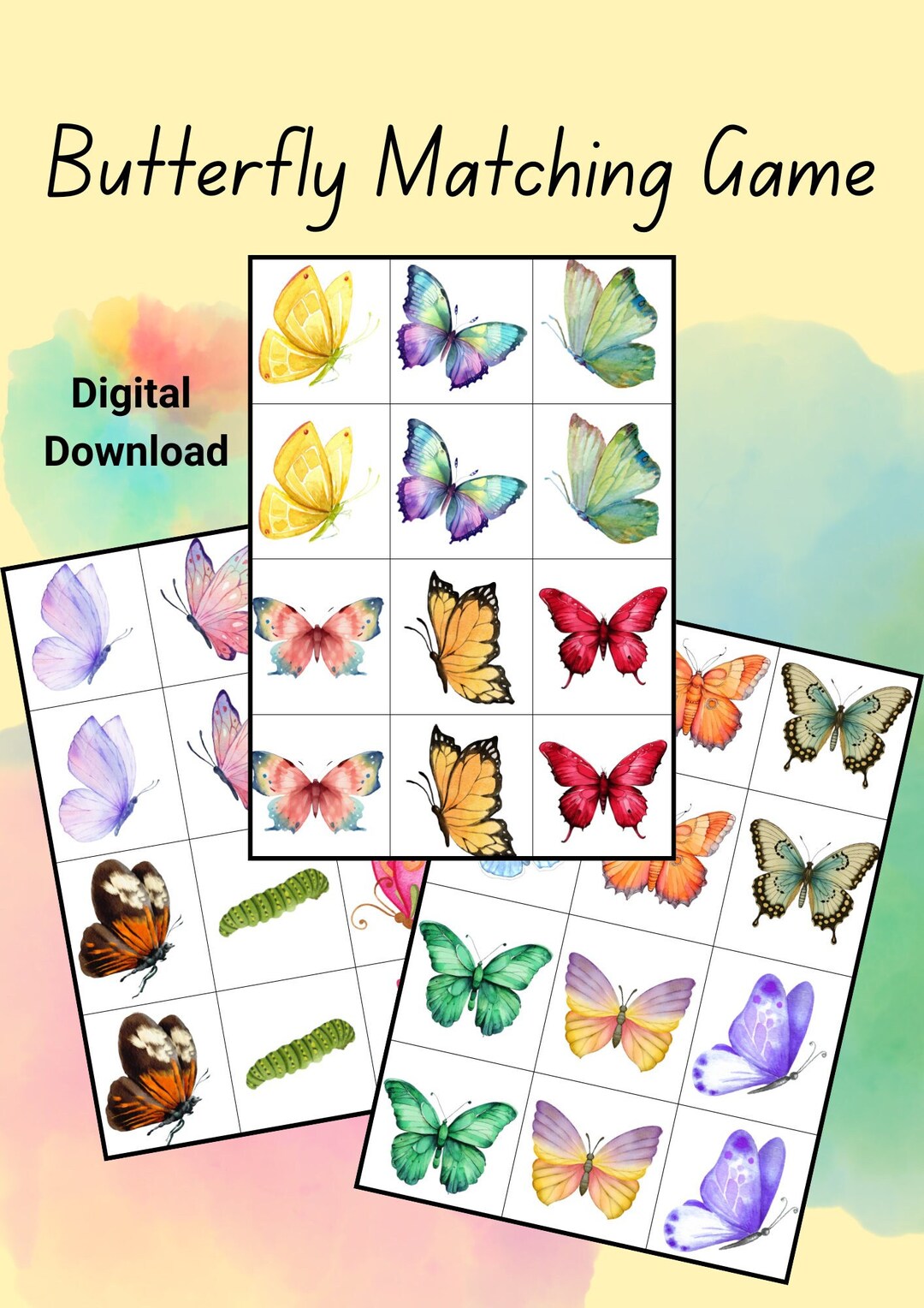 Butterfly Matching Game, Montessori Materials, Teaching Materials for ...