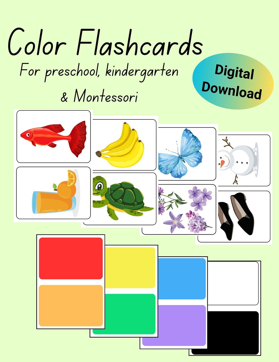 Color Matching Cards for Kindergarten, Color Flashcards, Montessori ...