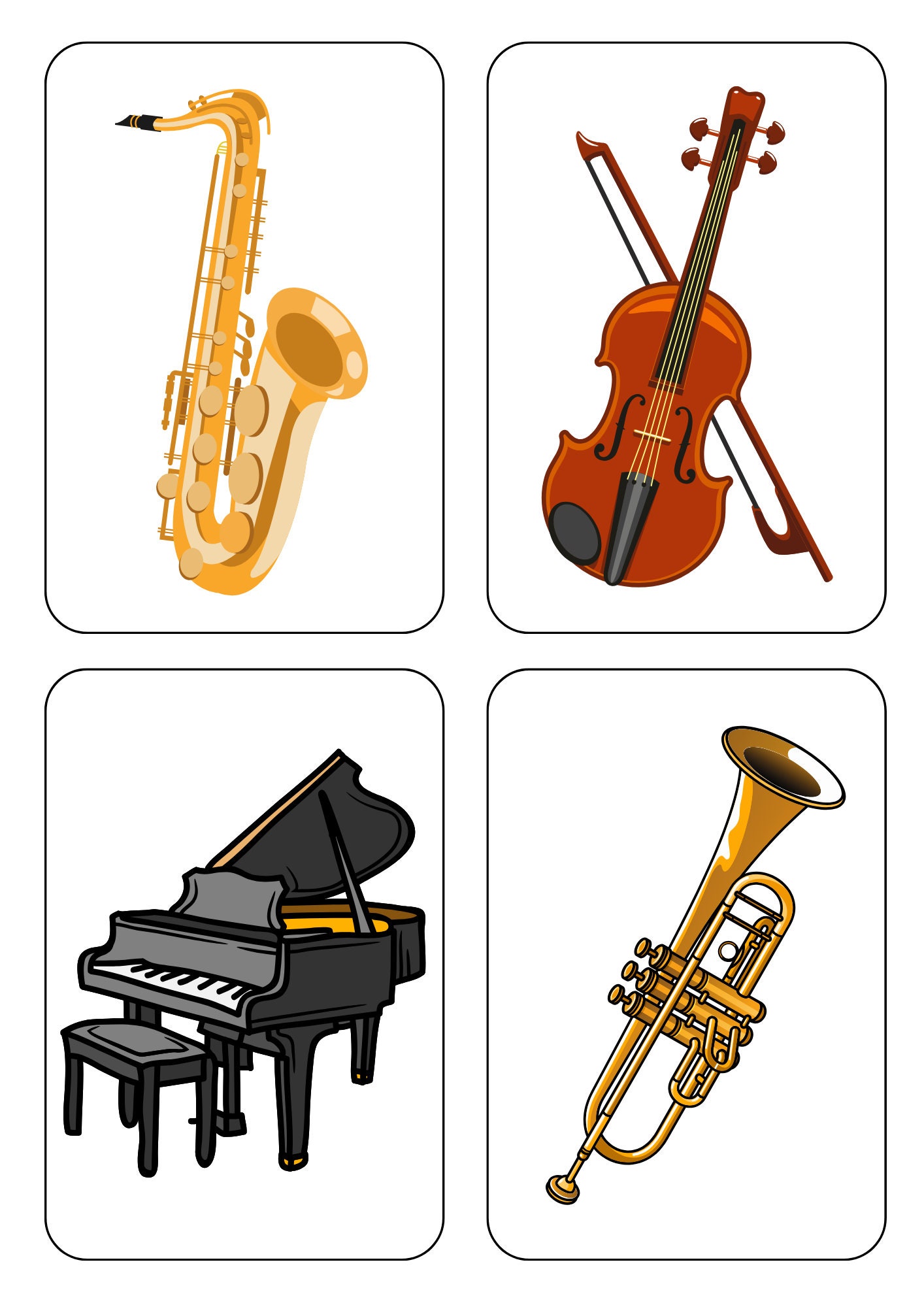 Instruments Flash Cards, Picture and Name Flashcards for Learning Music ...