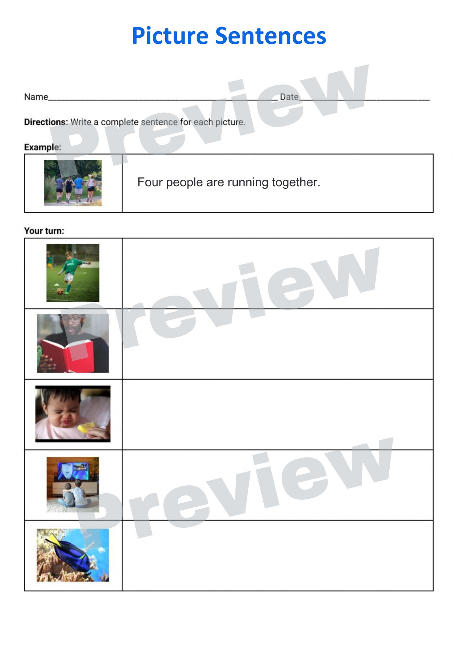 5 Worksheet Bundle ESL Practice, English Sentence Writing, Low Level ...
