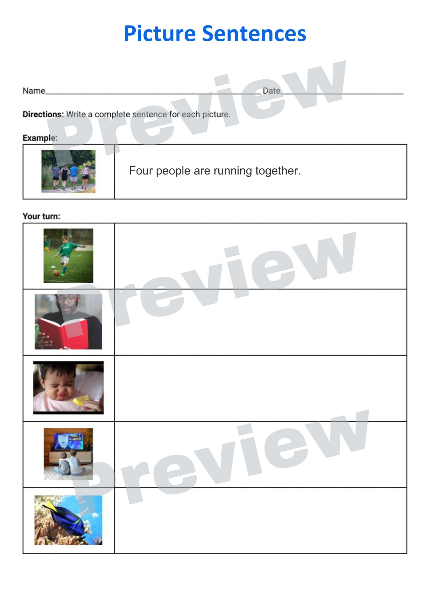 5 Worksheet Bundle ESL Practice, English Sentence Writing, Low Level ...