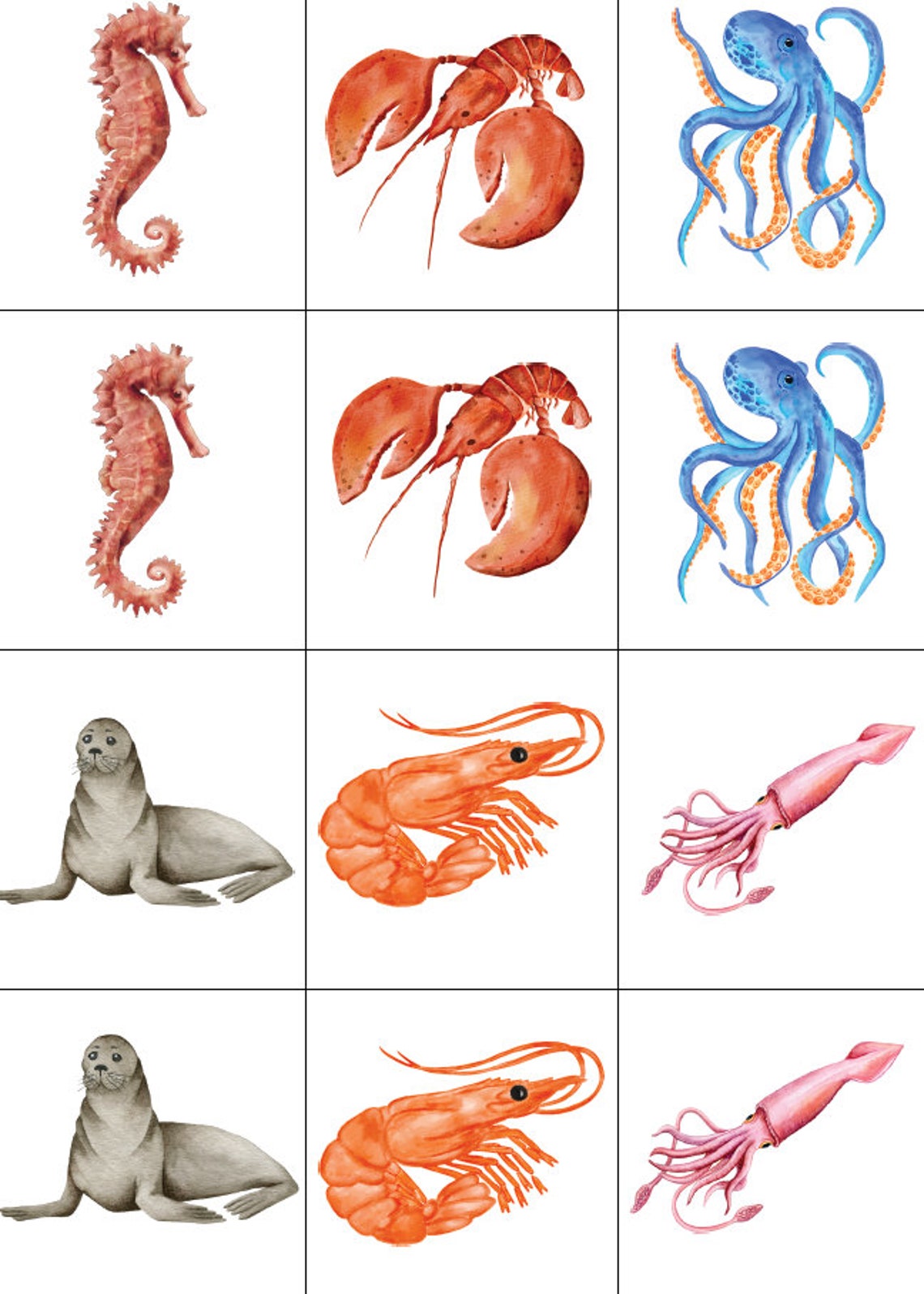 Sea Animal Matching Game, Classroom Learning Materials and Games ...