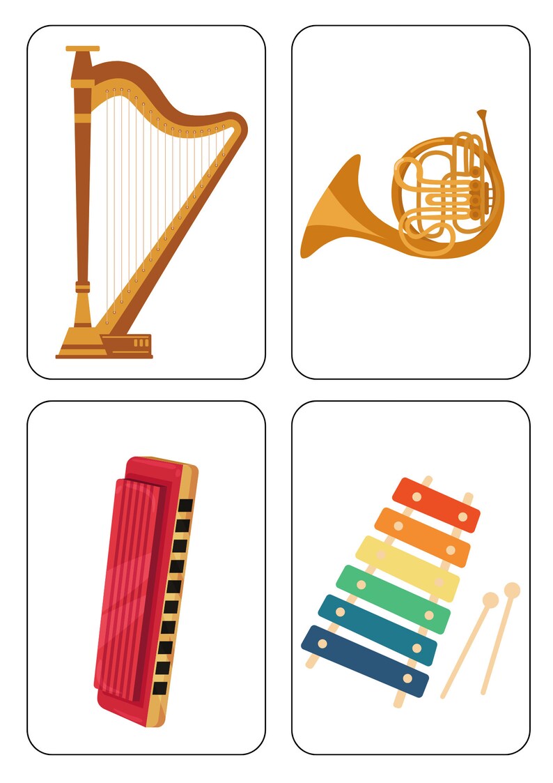 Instruments Flash Cards, Picture and Name Flashcards for Learning Music ...