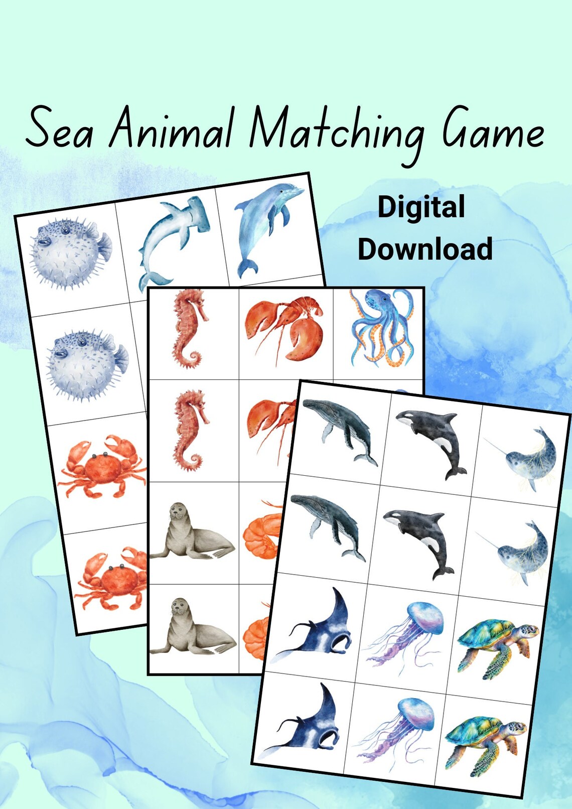 Sea Animal Matching Game, Classroom Learning Materials and Games ...