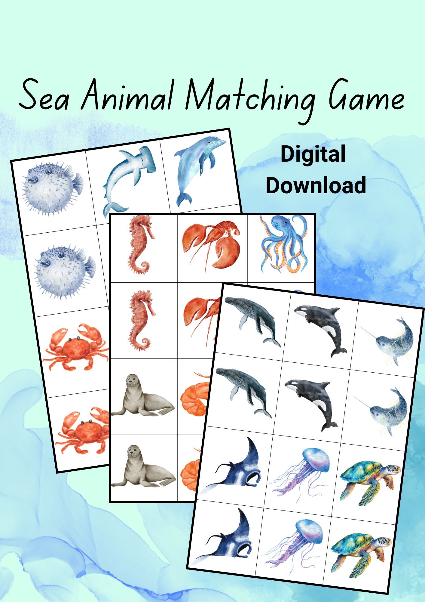 Sea Animal Matching Game, Classroom Learning Materials and Games ...