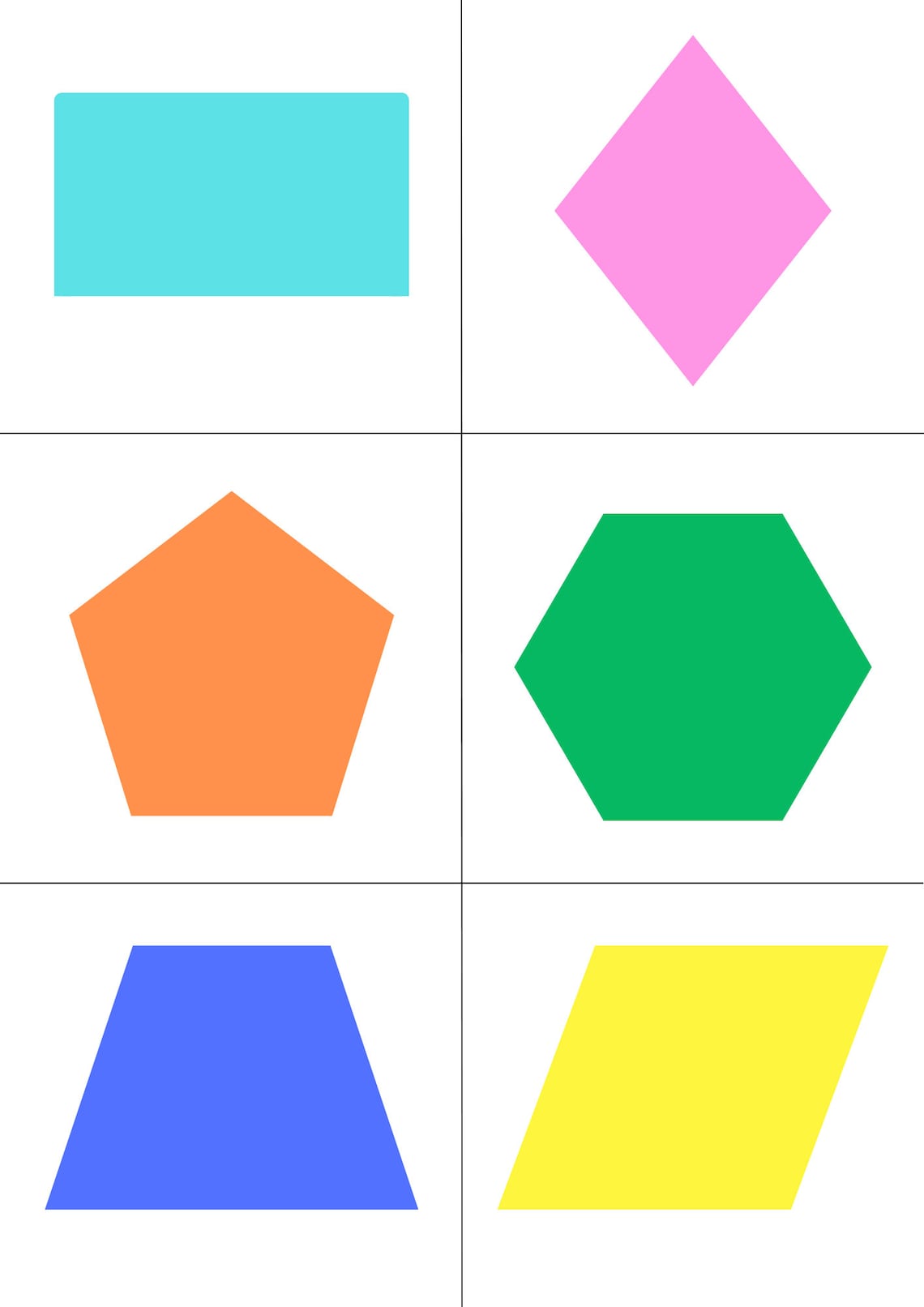 Shape Flashcards, 12 Shape Cards Blank and Labeled, Young Learner Shape ...