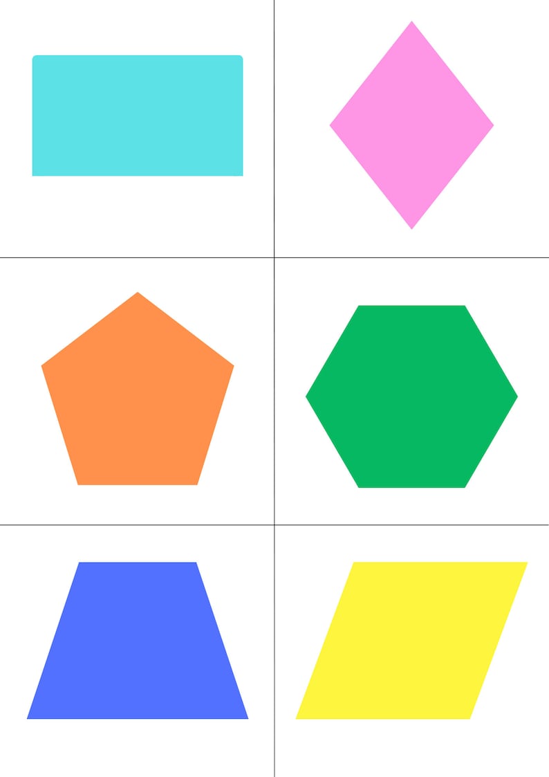 Shape Flashcards, 12 Shape Cards Blank and Labeled, Young Learner Shape ...