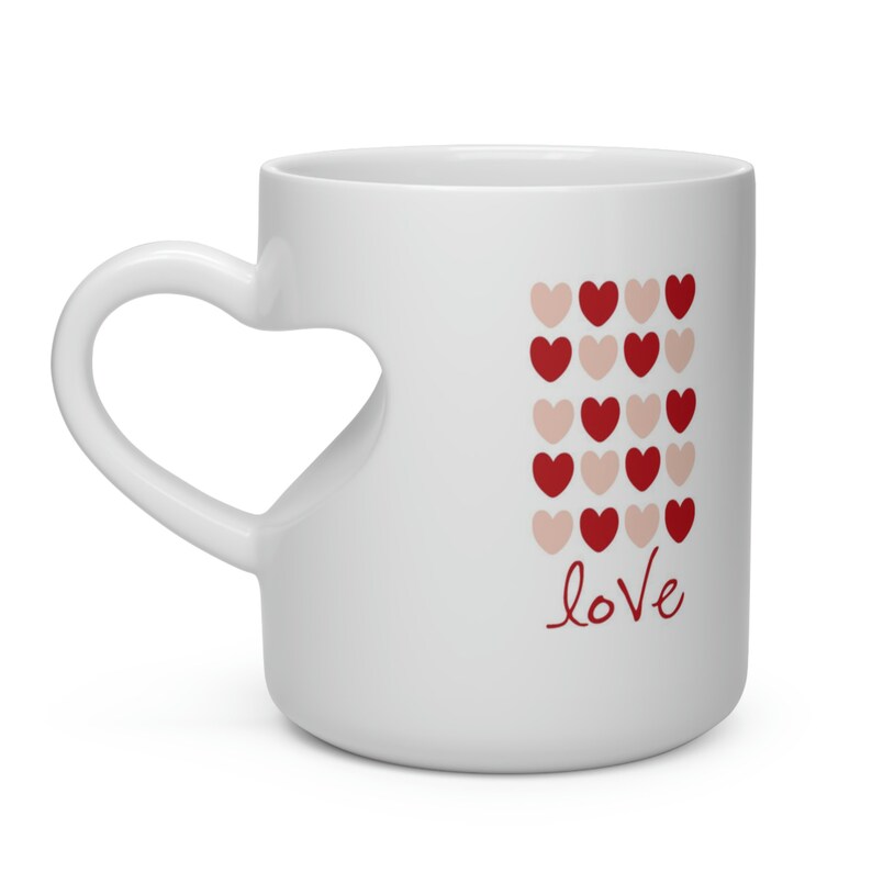 Heart Shape Mug With Cute Hearts Design Valentine Day - Etsy