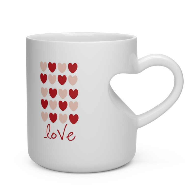Heart Shape Mug With Cute Hearts Design Valentine Day - Etsy