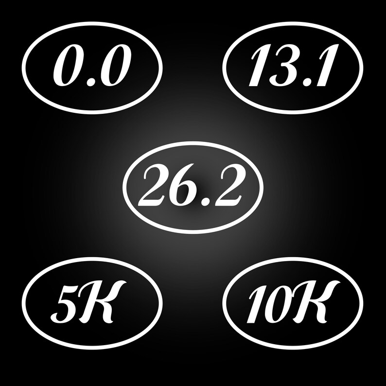 Marathon Vinyl Car Decals - Custom Distances - 0.0, 13.1, 26.2, 5k, 10k ...