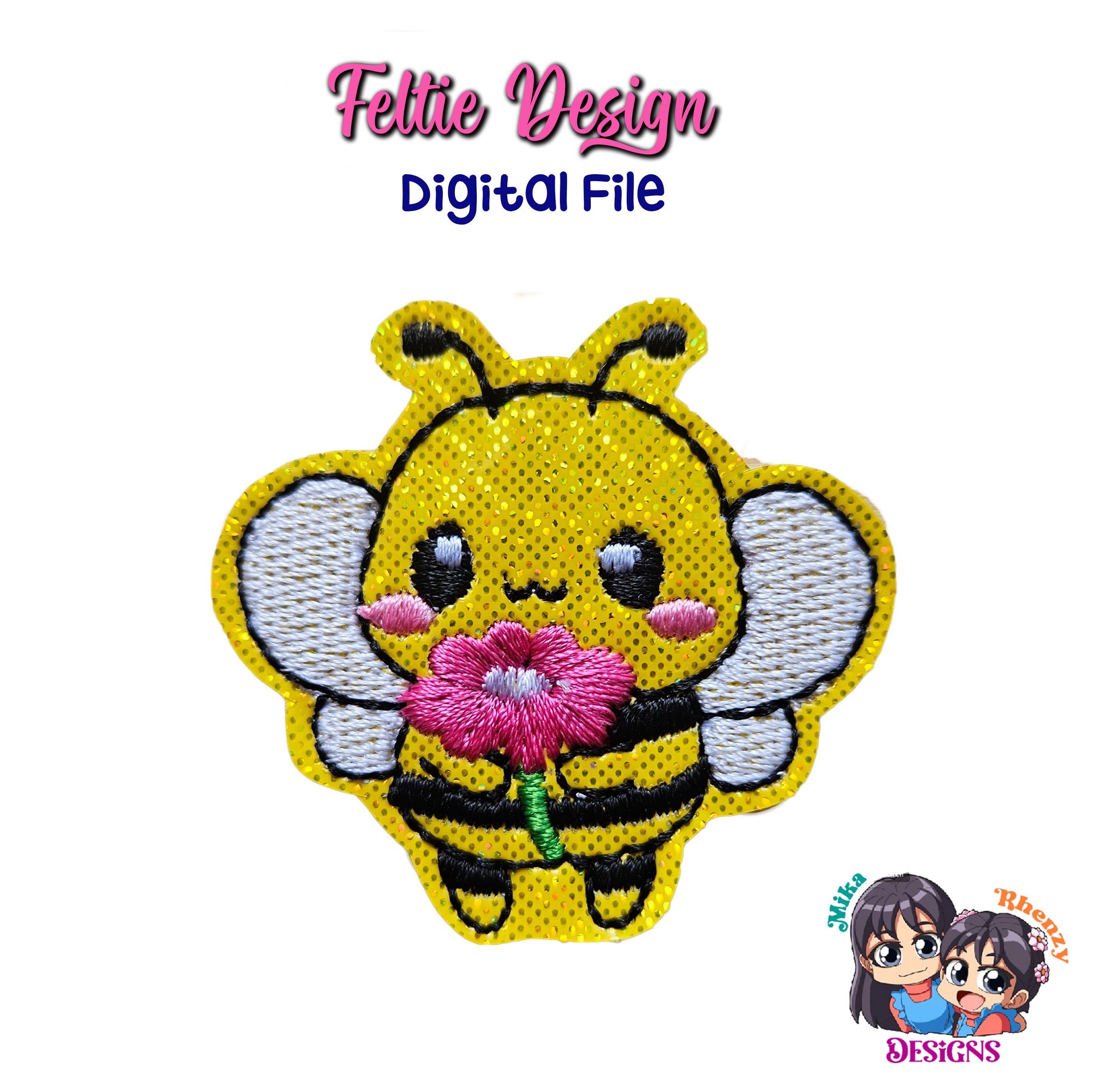 Bee Whale Feltie Design Digital File for Machine Embroidery 2 Sizes - Etsy