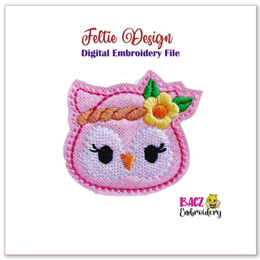 Owl Feltie Design Digital File for Machine Embroidery 3 Sizes - Etsy