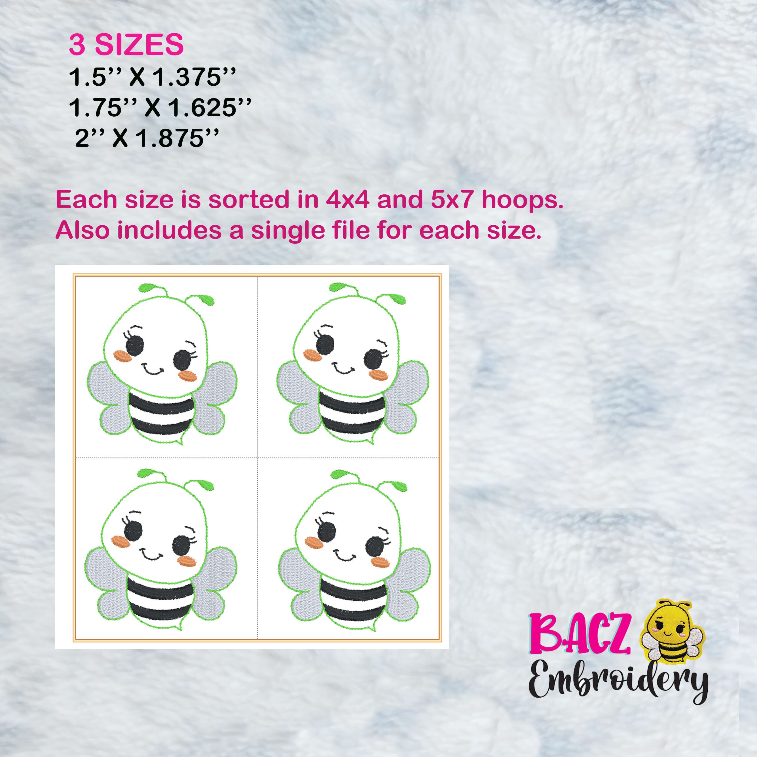 Bee Feltie Design Digital File for Machine Embroidery 3 Sizes - Etsy