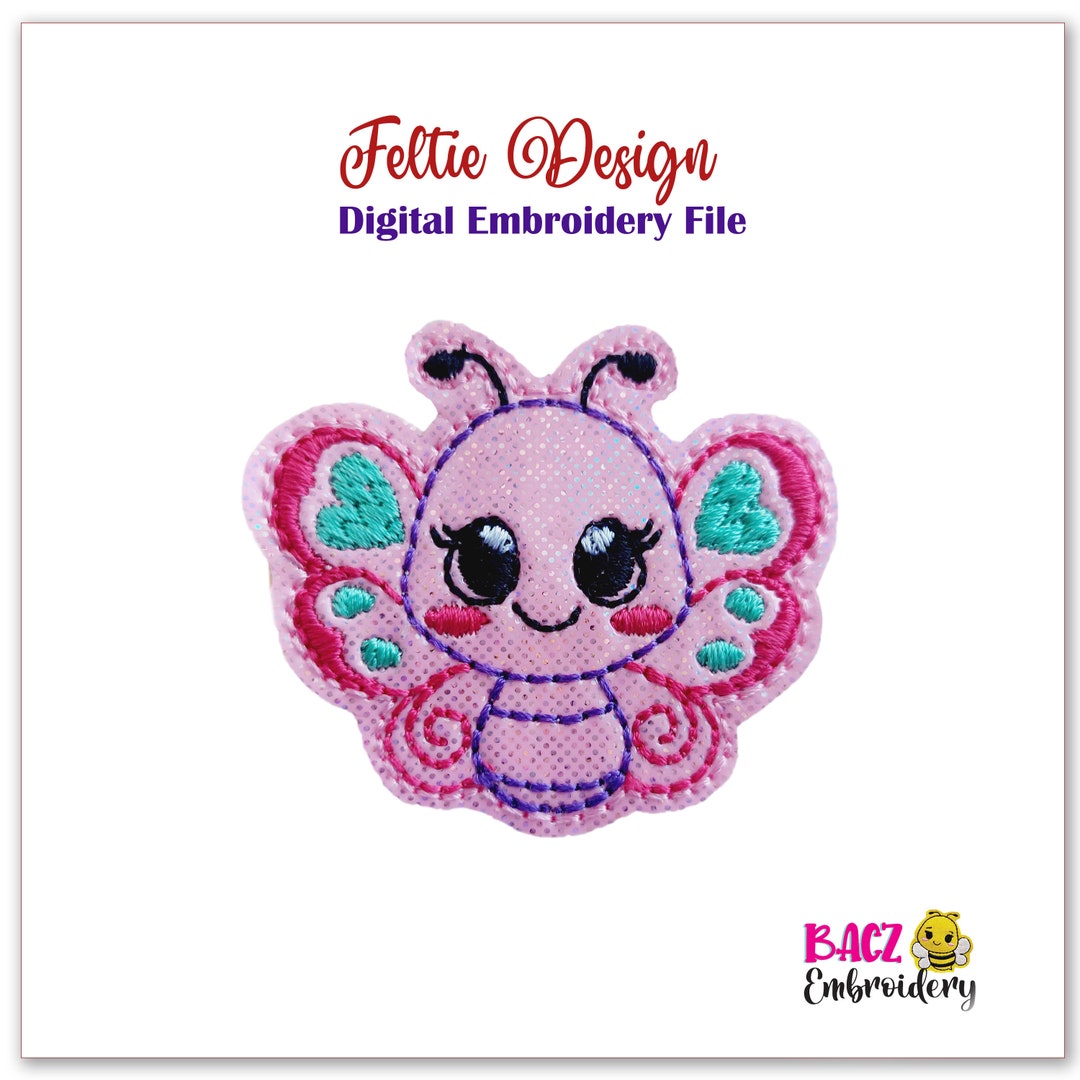 Butterfly Feltie Design Digital File for Machine Embroidery 2 Sizes - Etsy