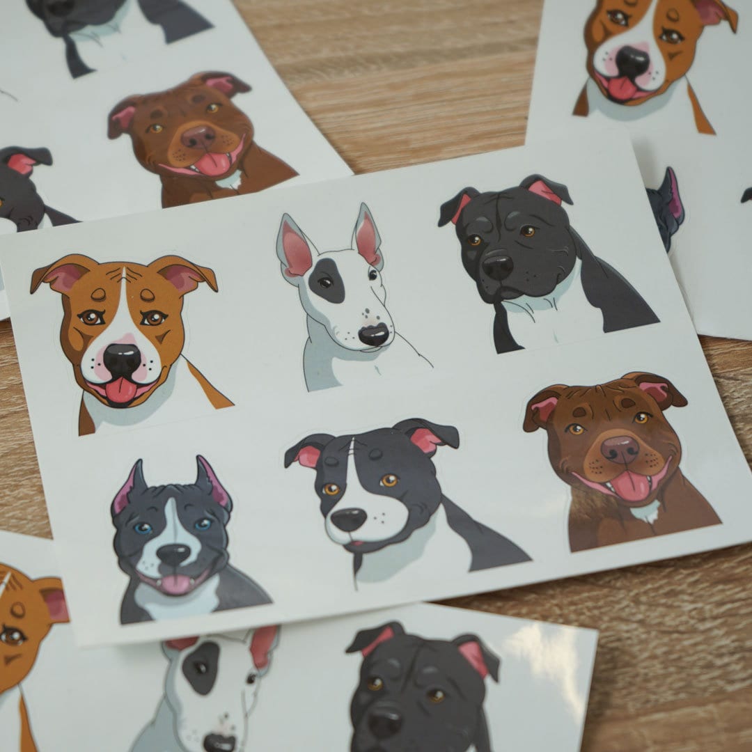 Bullies Sticker Pack Cartoon Style Dog Portraits - Etsy