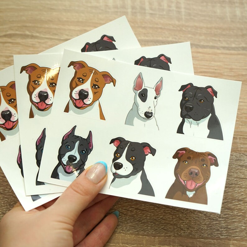 Bullies Sticker Pack Cartoon Style Dog Portraits - Etsy