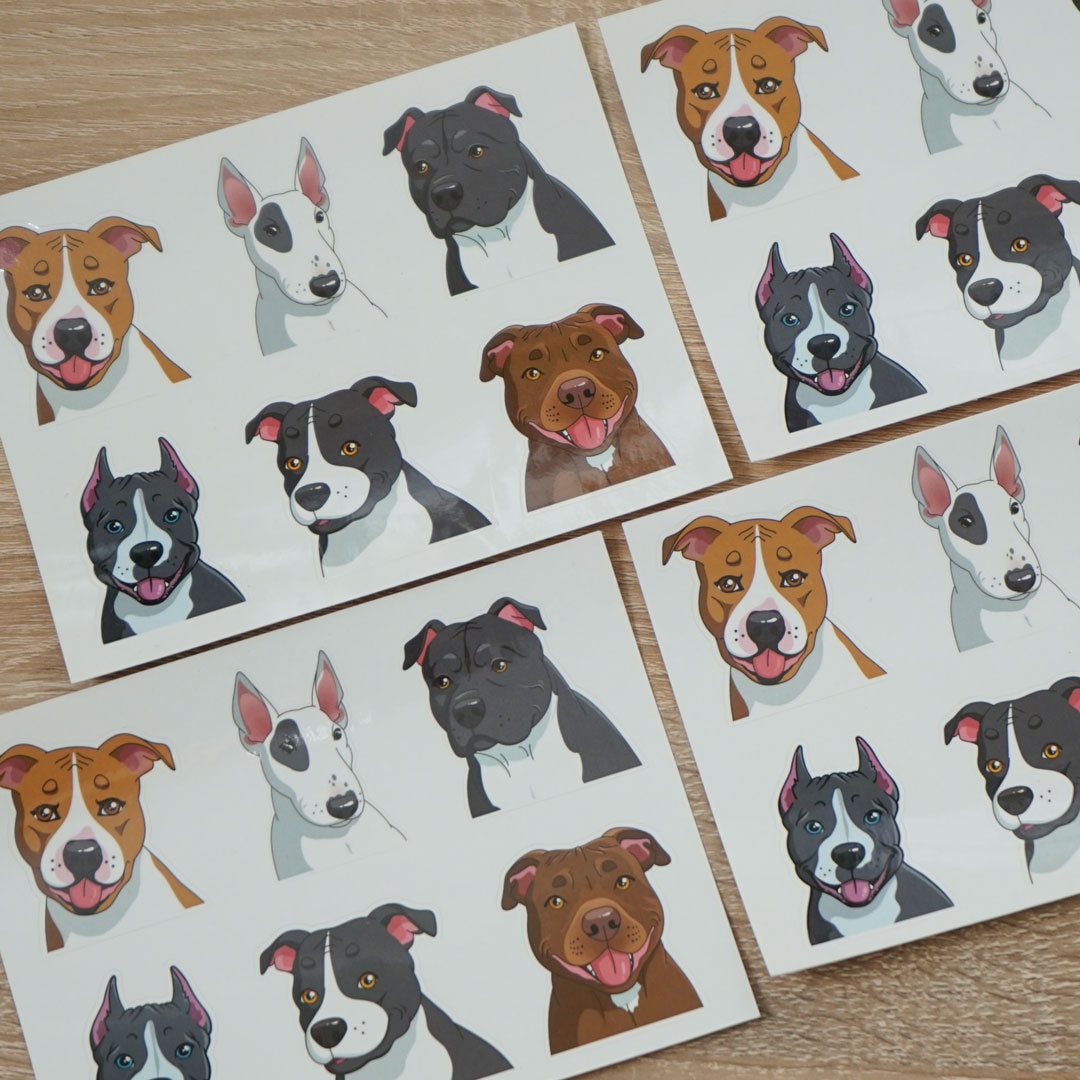 Bullies Sticker Pack Cartoon Style Dog Portraits - Etsy