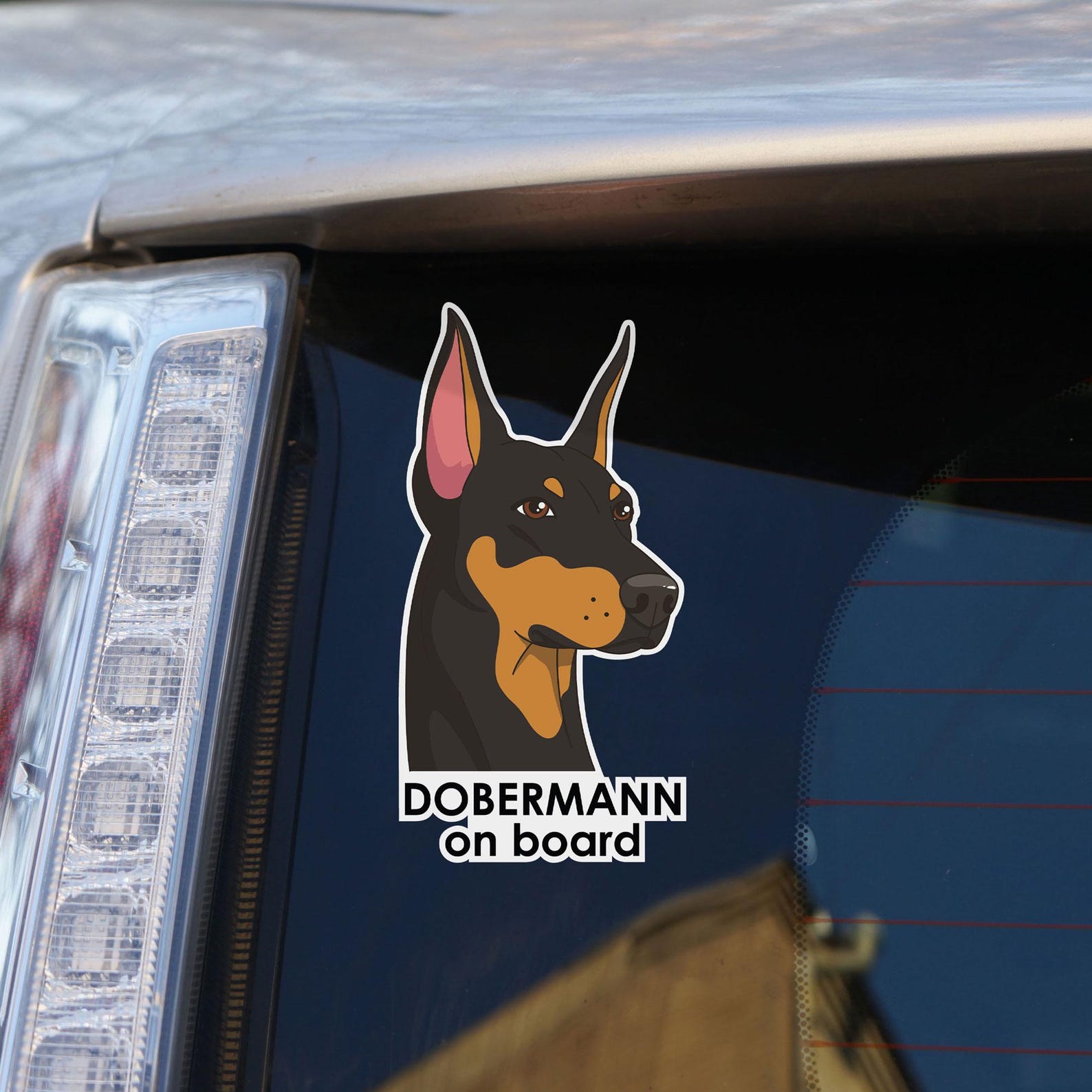 Dobermann on Board Car Sticker: Cartoon Dog Portrait - Etsy