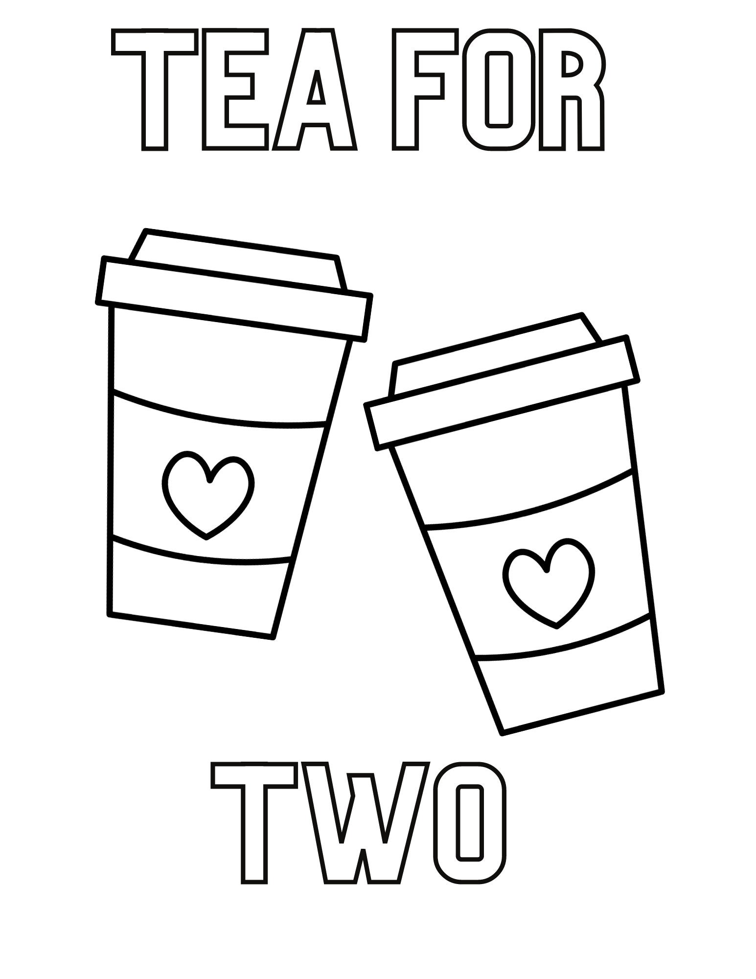 Tea for Two Colouring Pages - Etsy
