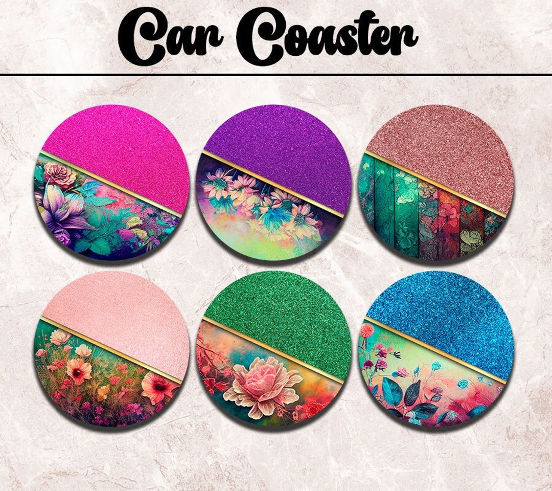 Car Coaster Png, Floral Vintage Car Coaster Bundle, Sublimation Design ...