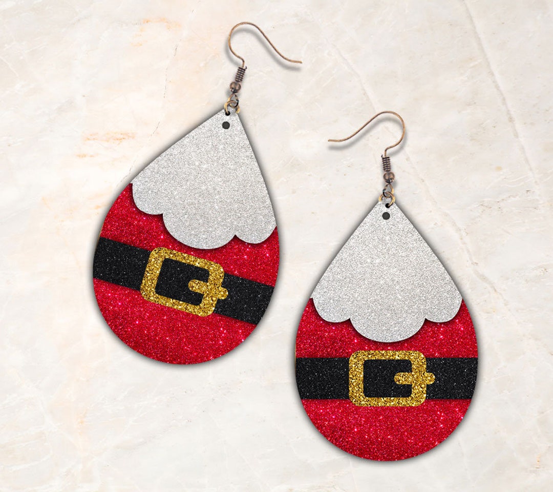 Santa Christmas Earring Sublimation Png, Instant Download, Earring ...