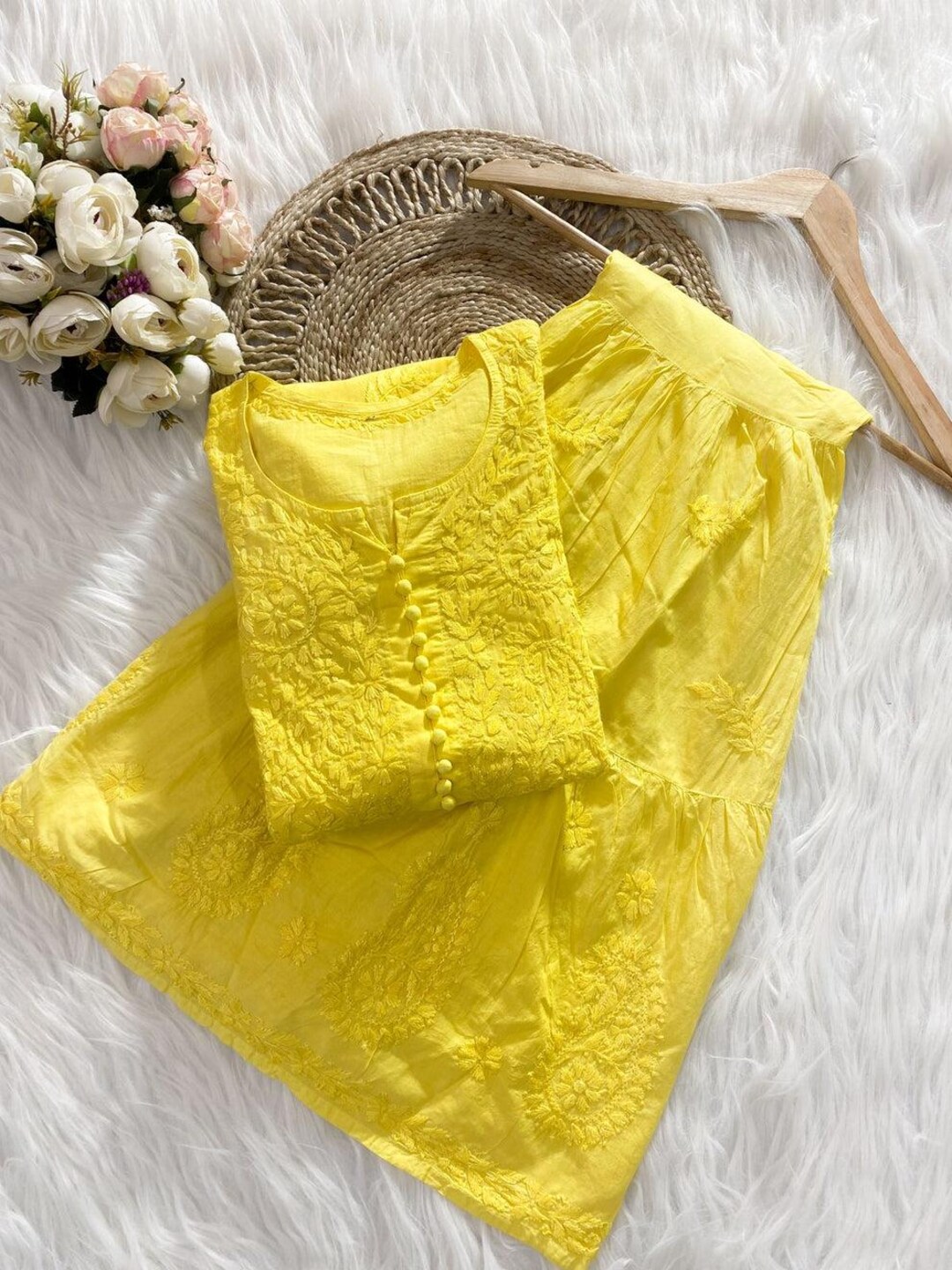 Handmade Lucknow Chikankari Cotton Modal Chikan Long Kurti Full ...